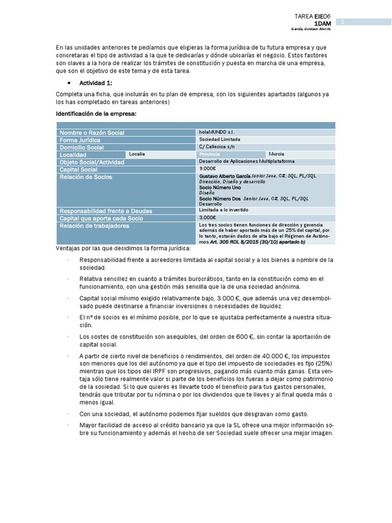 EIE07 Tarea | PDF | Business | Economias