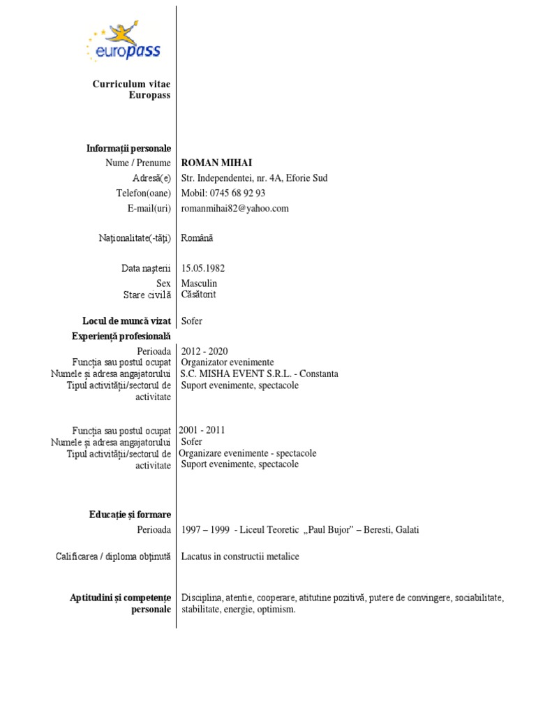 CV Roman Mihai | PDF