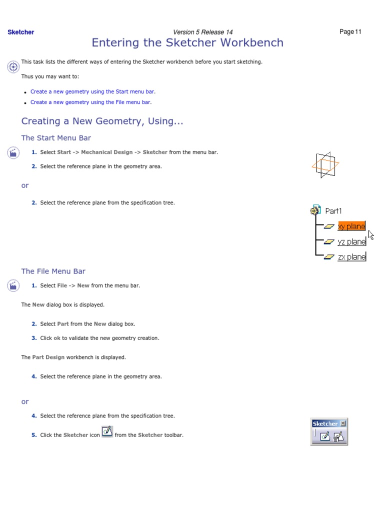 Entering The Sketcher Workbench: Creating A New Geometry, Using.. | PDF ...