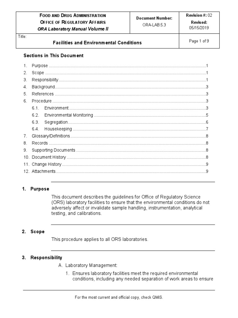 Environmental Conditions in ORA Labs | PDF | Laboratories | Safety