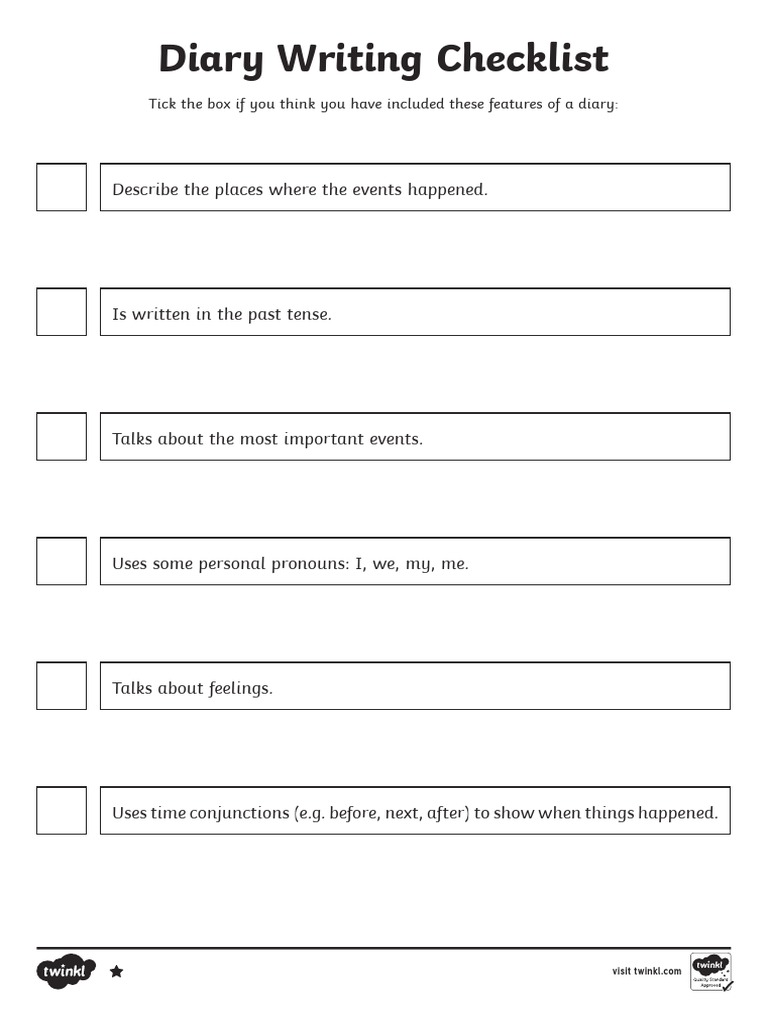 Diary Writing Checklist Differentiated - Ver - 3 PDF | PDF