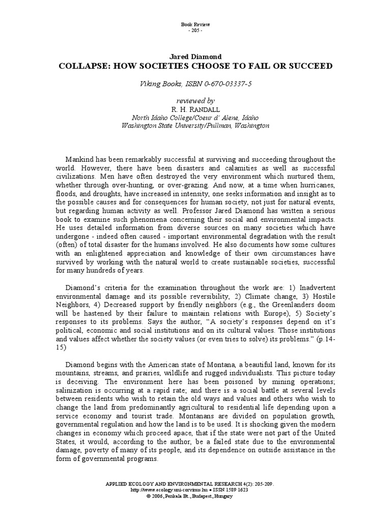 Collapse: How Societies Choose To Fail or Succeed: Viking Books, ISBN 0 ...