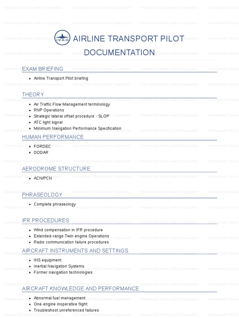 Airline Transport Pilot Documentation PDF | PDF | Instrument Flight ...