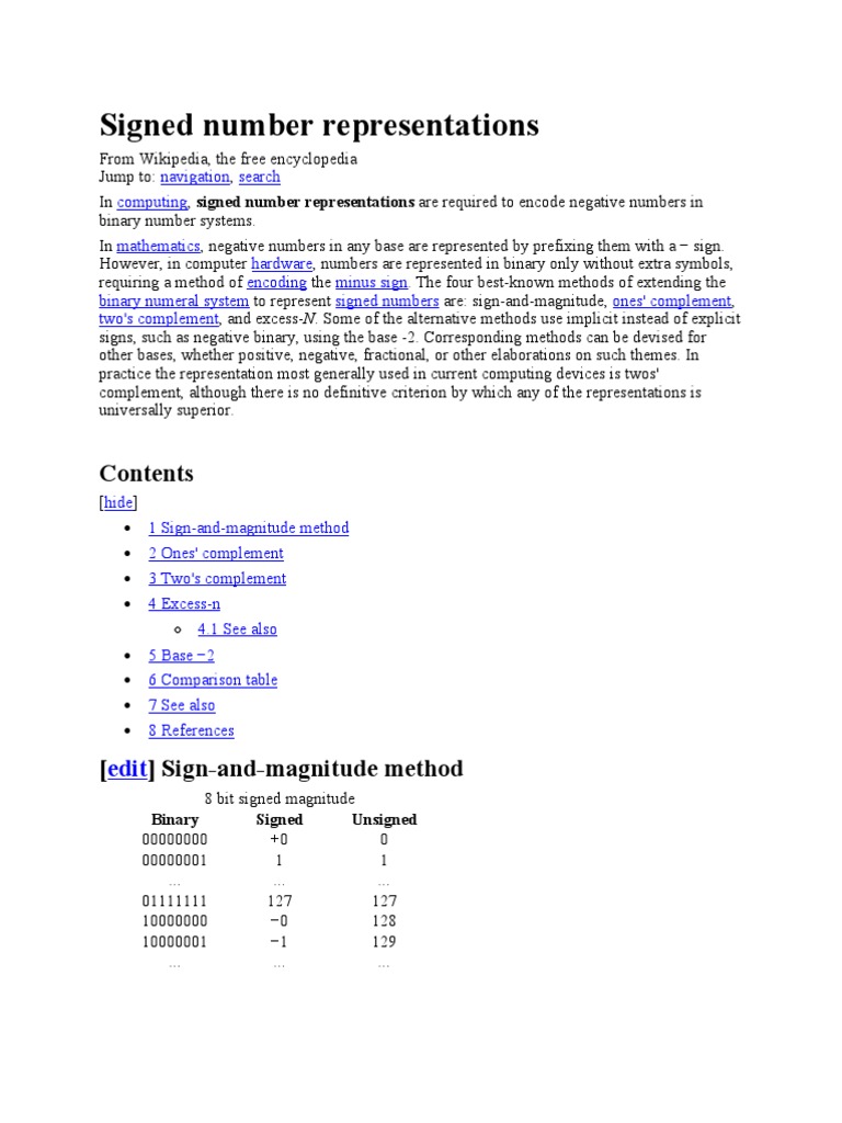 Signed Number Representations | PDF | Numbers | Decimal