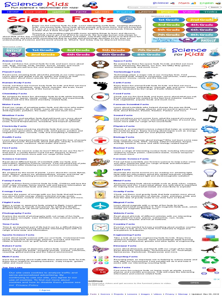 Fun Science Facts For Kids - Interesting Earth, Amazing Chemistry, Cool ...