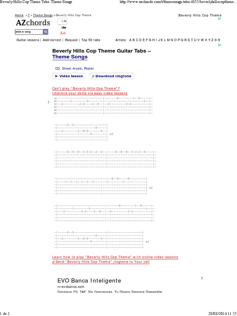 Beverly Hills Cop Theme Tabs | PDF