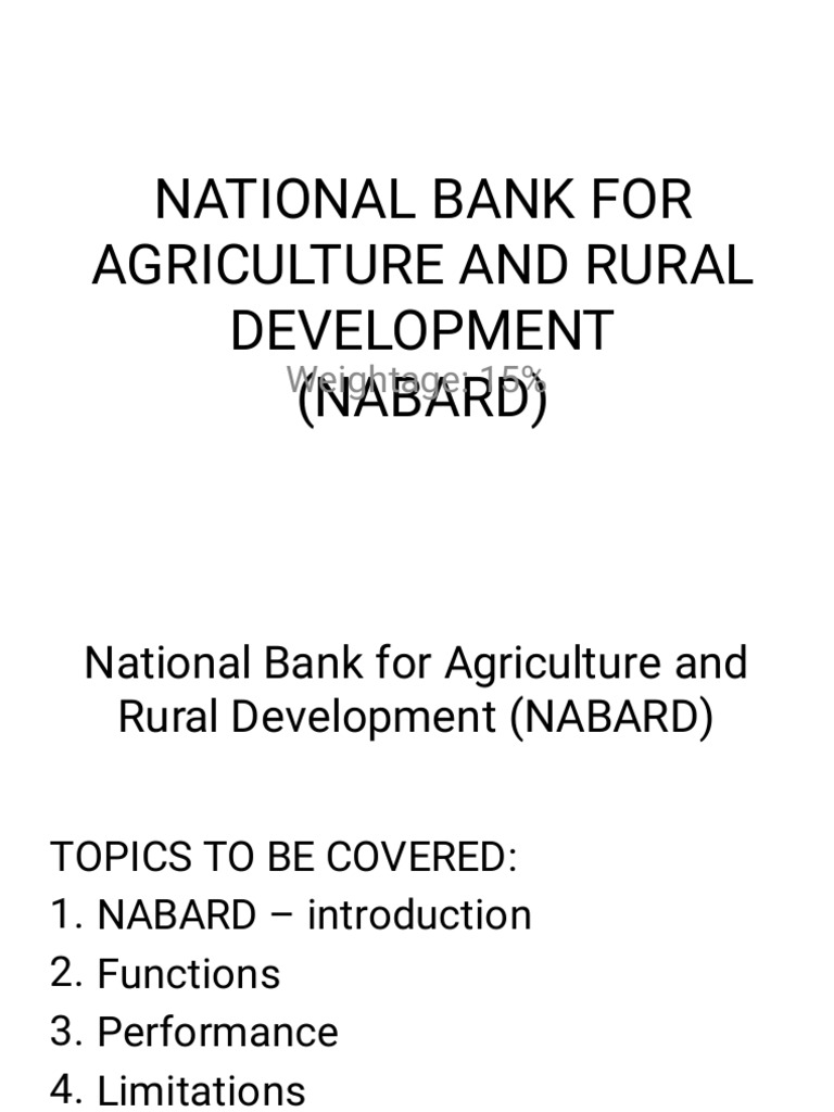 National Bank For Agriculture and Rural Development (Nabard) | PDF ...