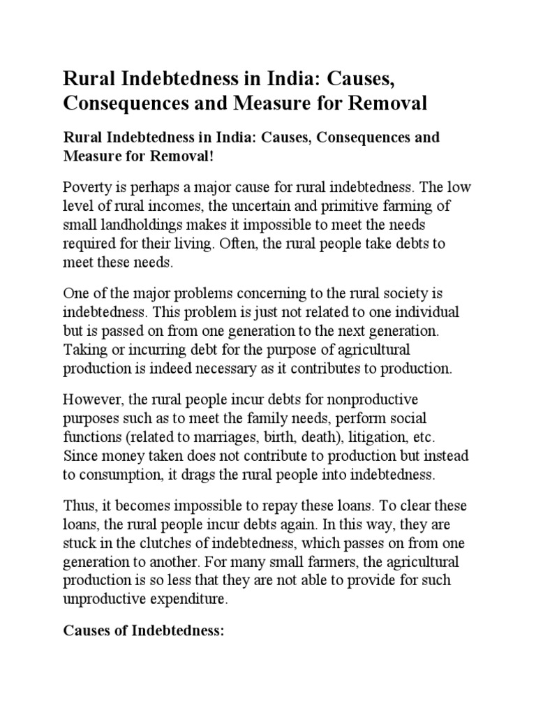 Rural Indebtedness in India-1 | PDF | Loans | Debt