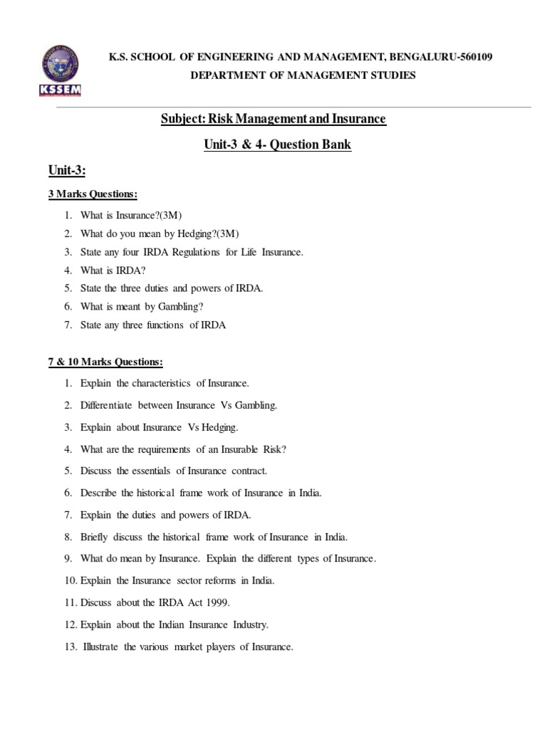 RMI-UNIT-3 & 4 Question Bank PDF | PDF