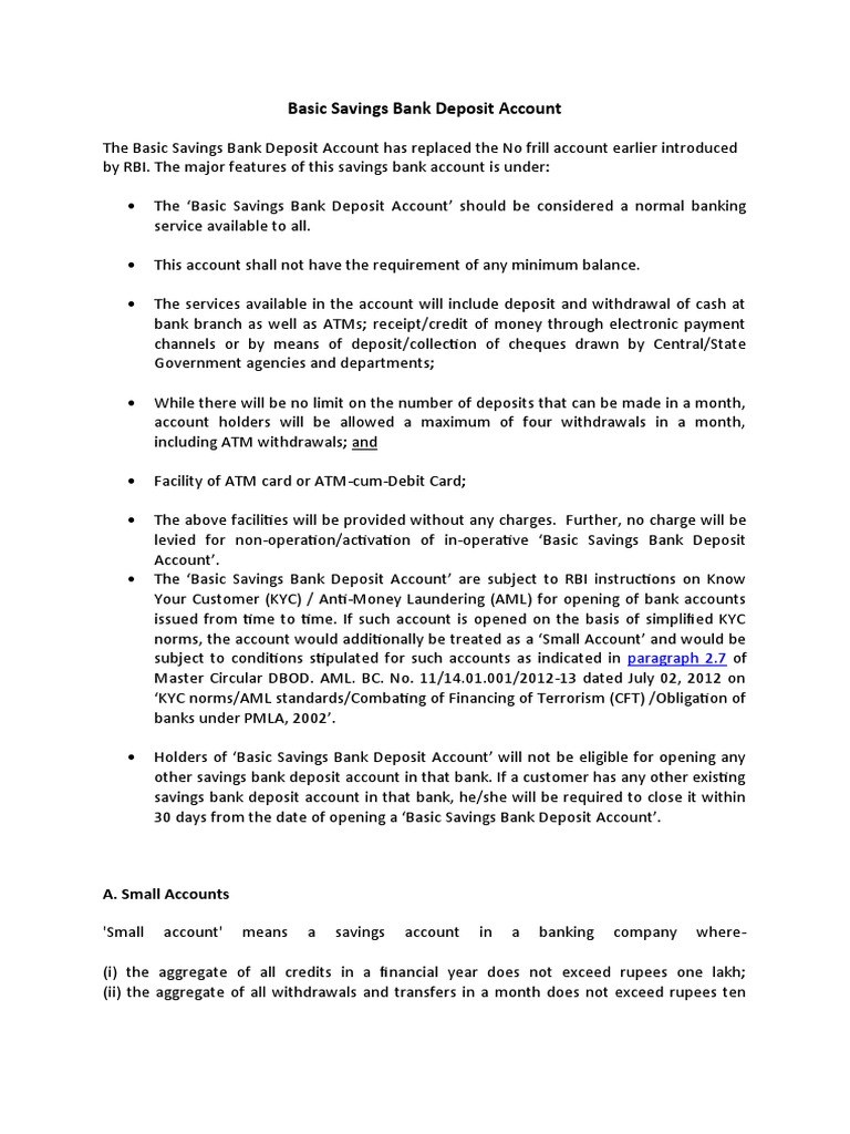 Chapter16 - Basic Savings Bank Deposit Account | PDF | Identity ...