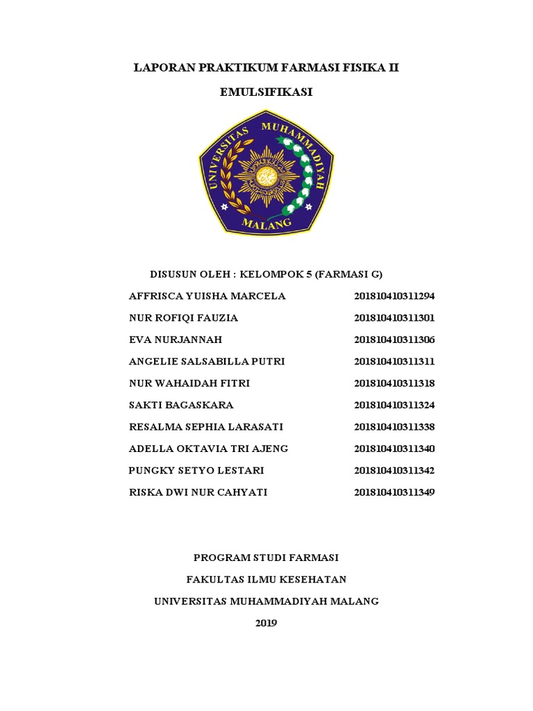 Laporan Praktikum Farmasi Fisika Emulsifikasi | PDF