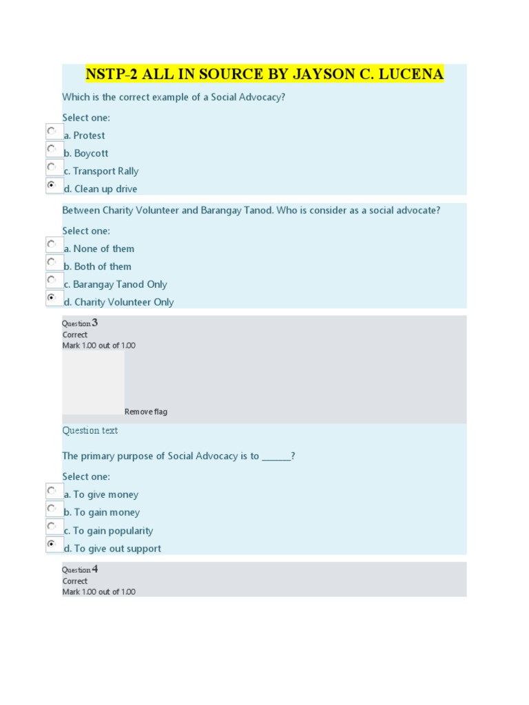 Nstp-2 All in Source by Jayson C. Lucena: Question Text | PDF | Community | Poverty
