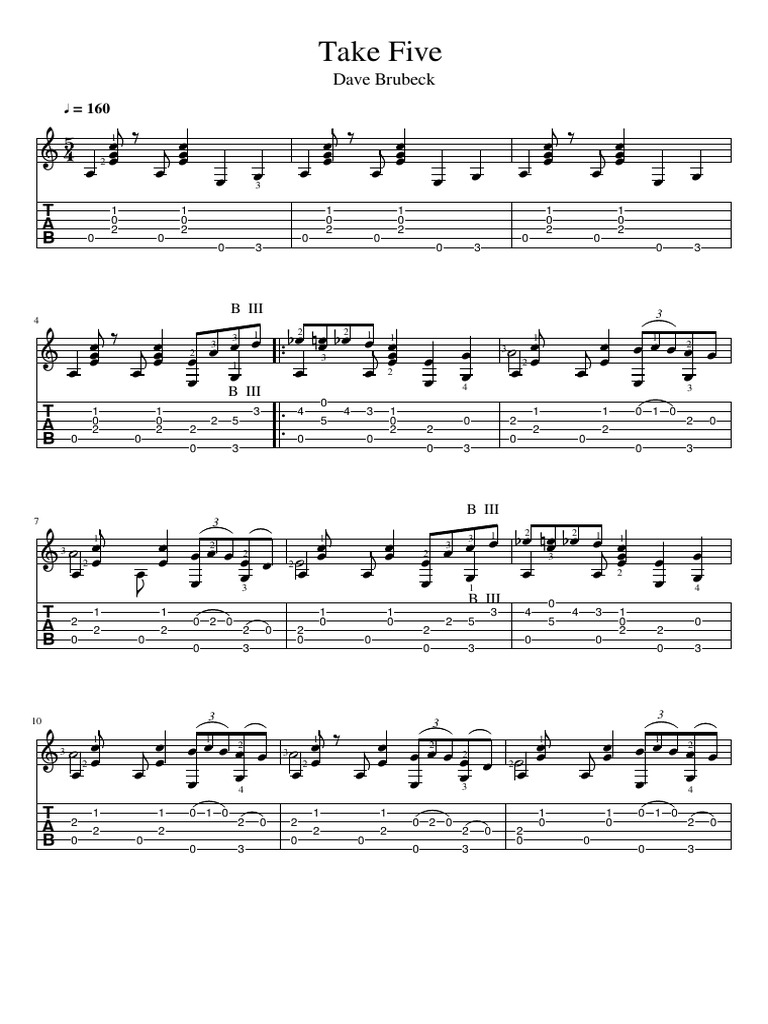 Jazz Sheet Music: Take Five | PDF