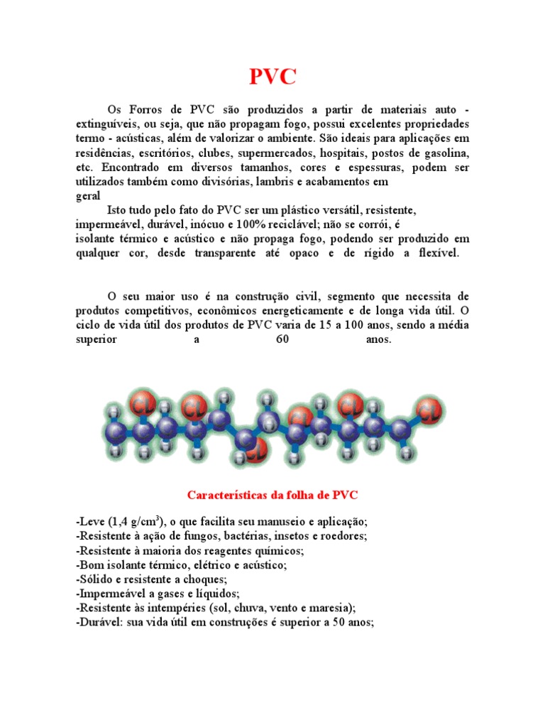 Aplicação do PVC | Cloreto de Polivinila | Ciências Físicas