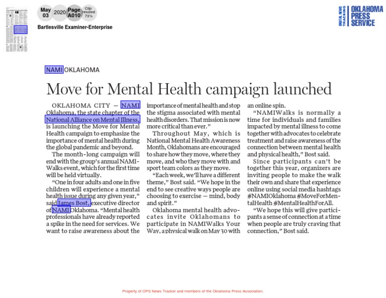 NAMI Oklahoma Launches Move for Mental Health | PDF | Mental Disorder ...
