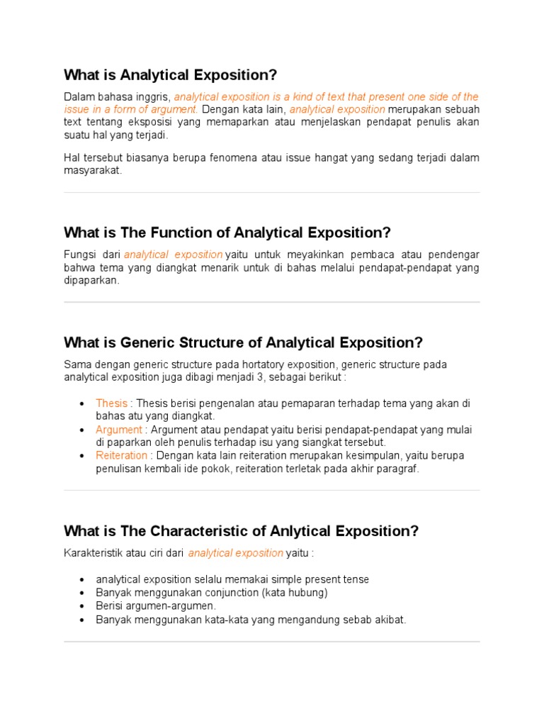 Struktur dan Fungsi Analytical Exposition | PDF