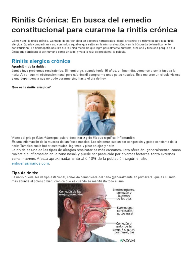 Rinitis Cronica | PDF | Homeopatía | Alergia