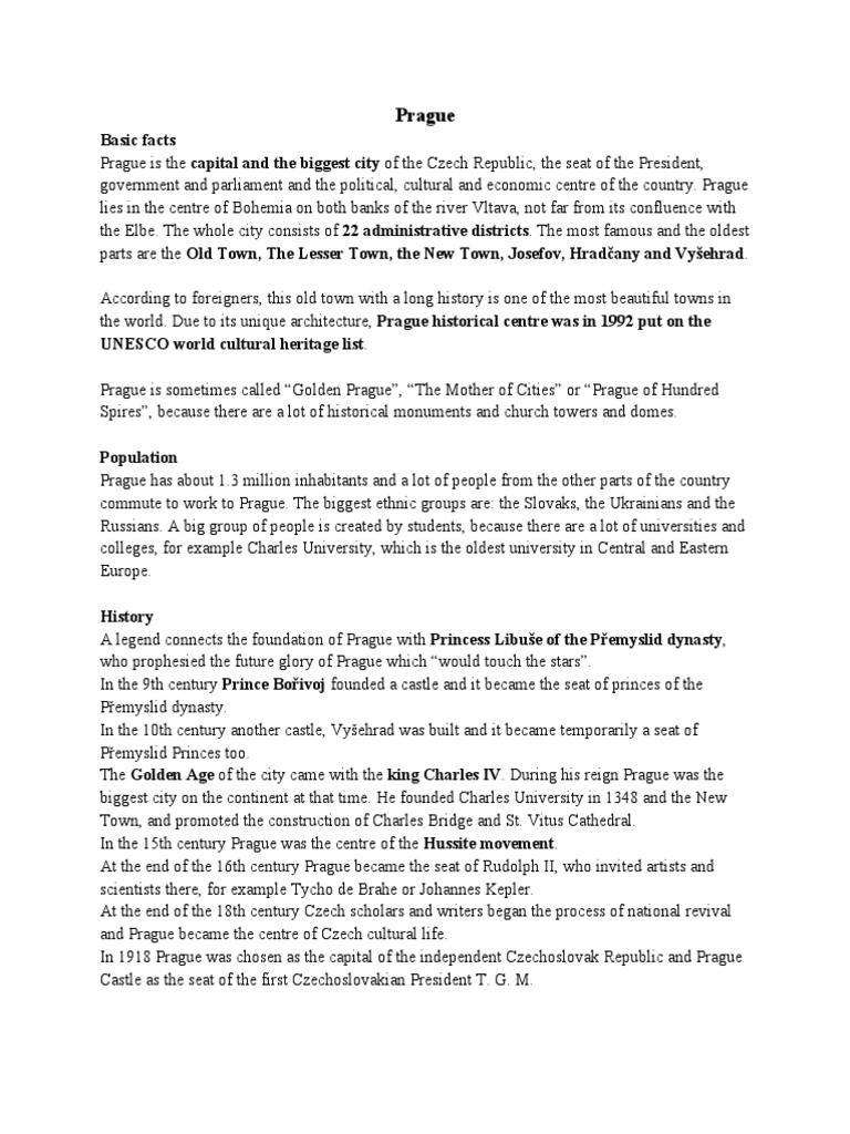 Prague: Basic Facts | PDF | Prague | Czech Republic