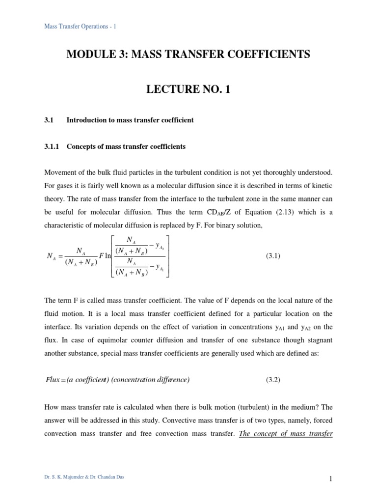Mass Transfer Coefficients | PDF | Diffusion | Turbulence