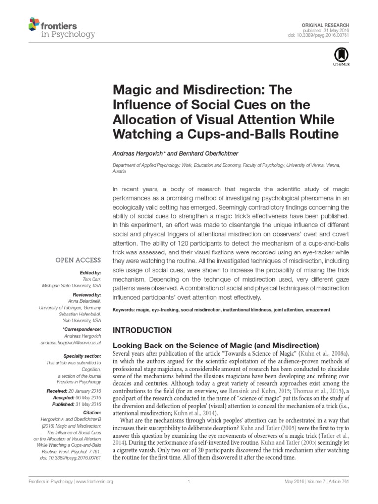 Magic and Misdirection The Influence of Social Cue | PDF | Attention ...