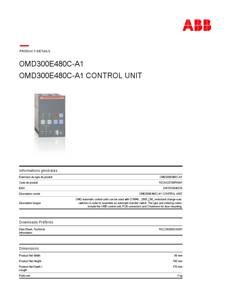 Omd300E480C-A1 Control Unit | PDF