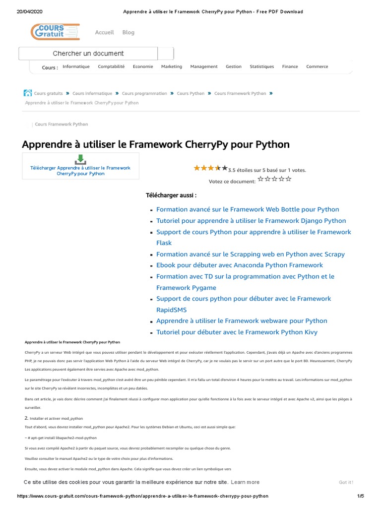 Apprendre À Utiliser Le Framework CherryPy Pour Python | PDF | Apache HTTP Server | Internet