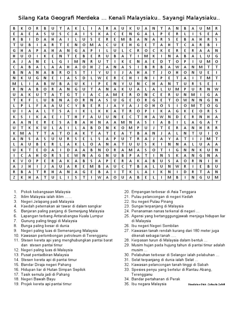 SILANG KATA GEOGRAFI MERDEKA.. Kenali Malaysiaku.. Sayangi Malaysiaku | PDF