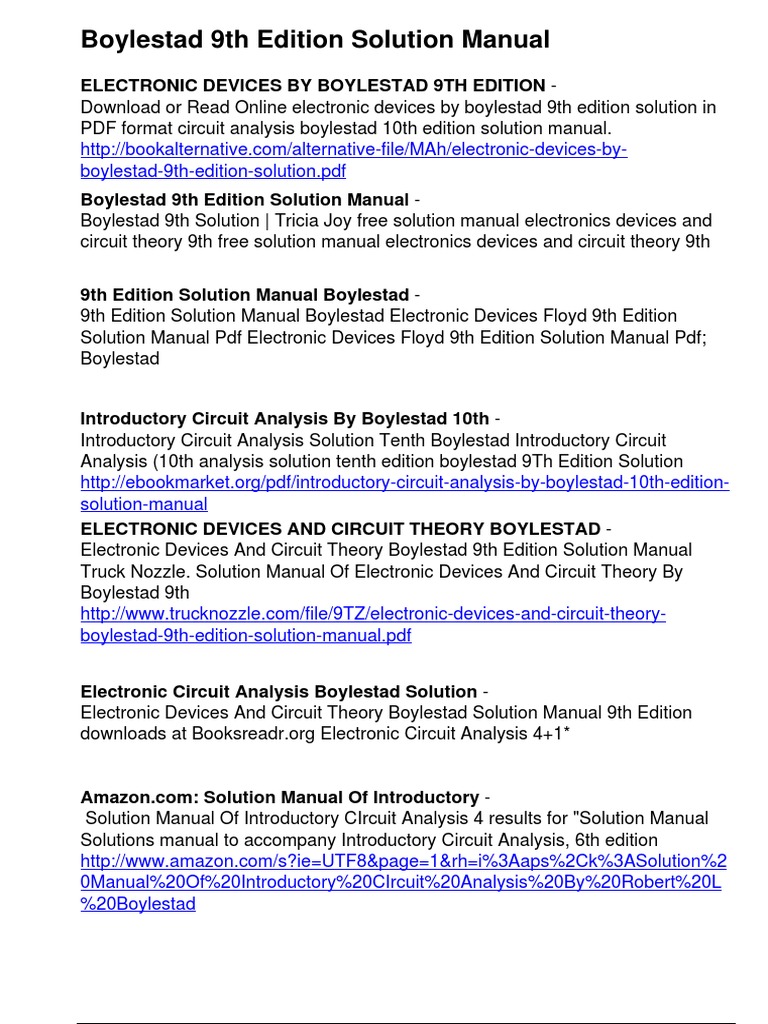 Boylestad 9th Edition Solution Manual | PDF | Technology & Engineering