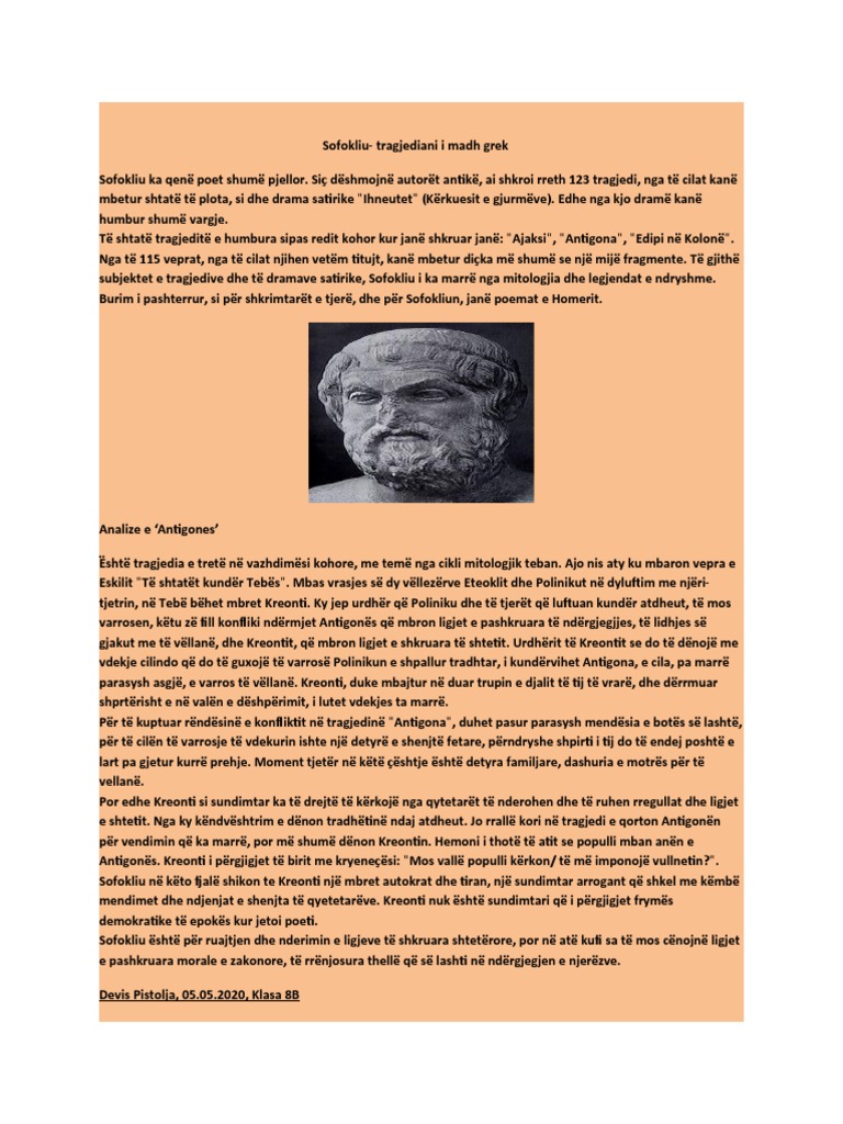 Sofokliu, Tragjediani I Madh Grek | PDF