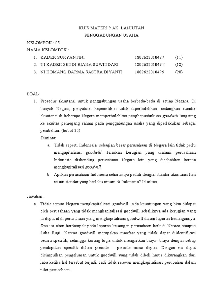 Kuis Materi 9 Kelompok 05 | PDF