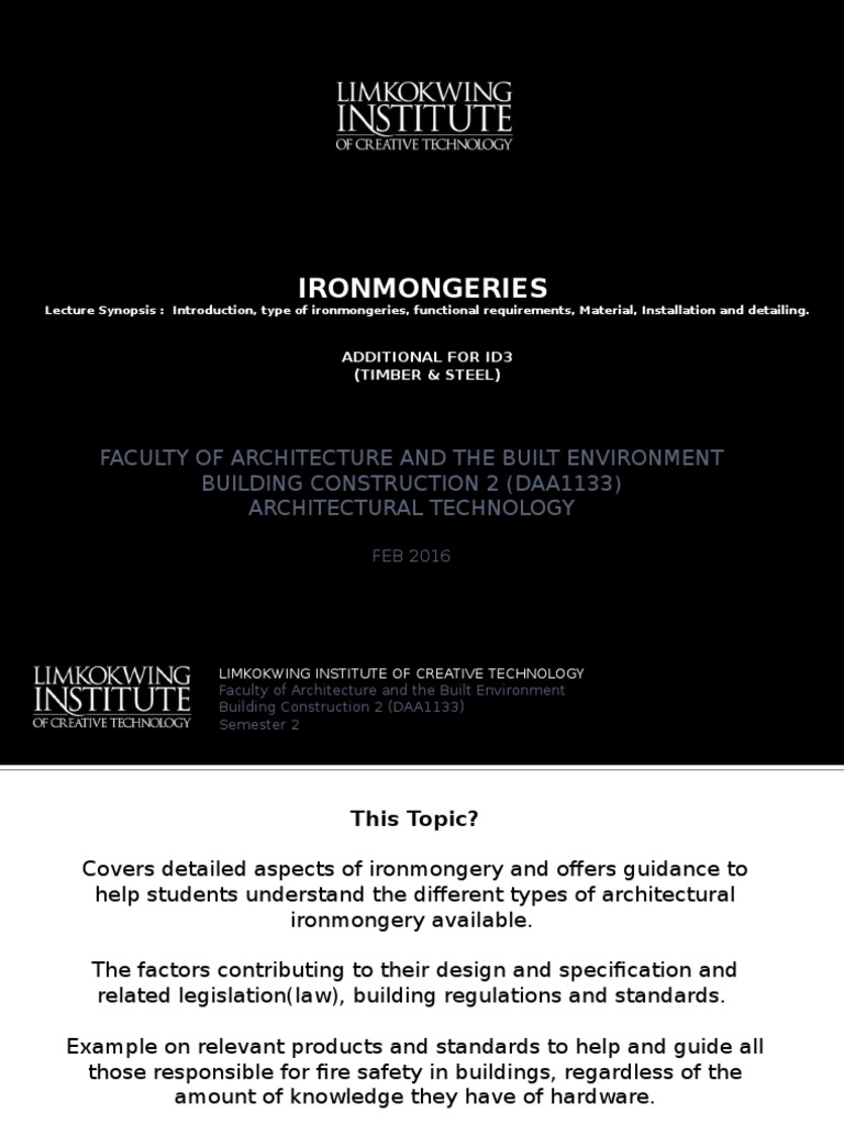 Ironmongery Types & Standards | PDF | Screw | Building