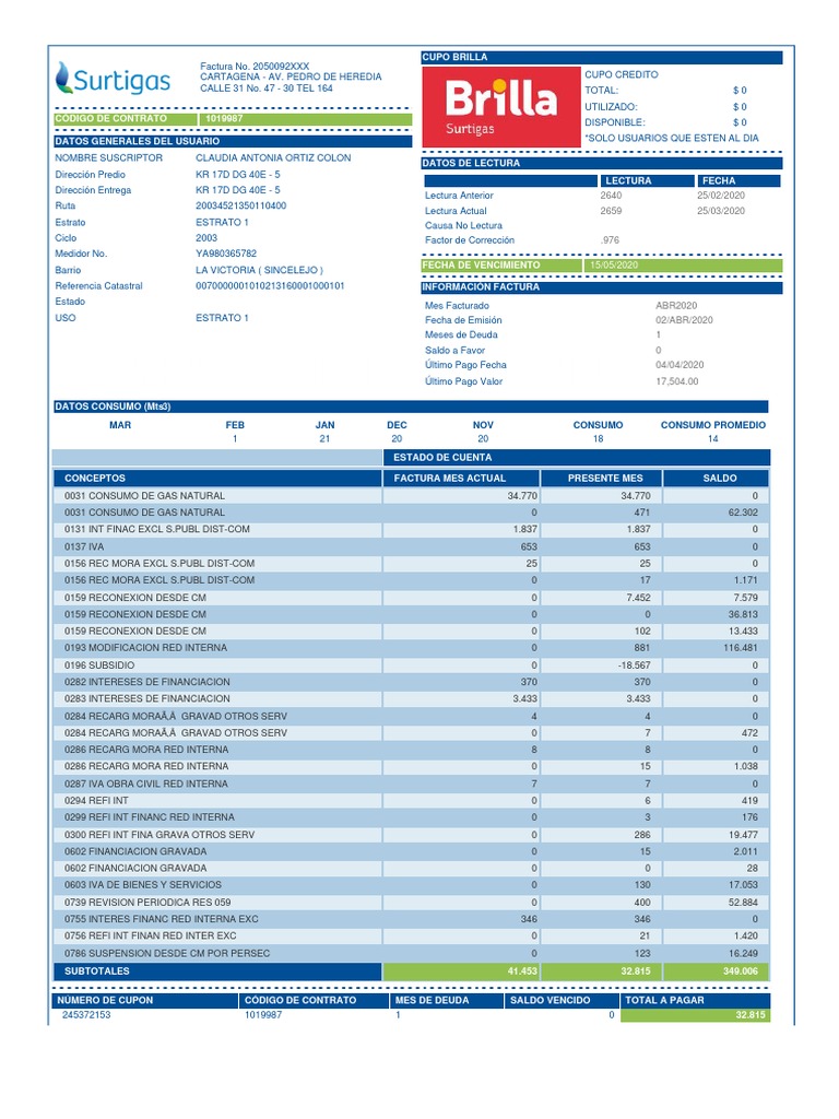 Factura Gas PDF | PDF | Documentos empresariales | Contabilidad