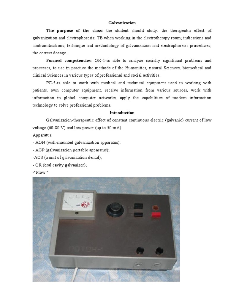 Galvanization The Purpose of The Class: The Student Should Study: The ...