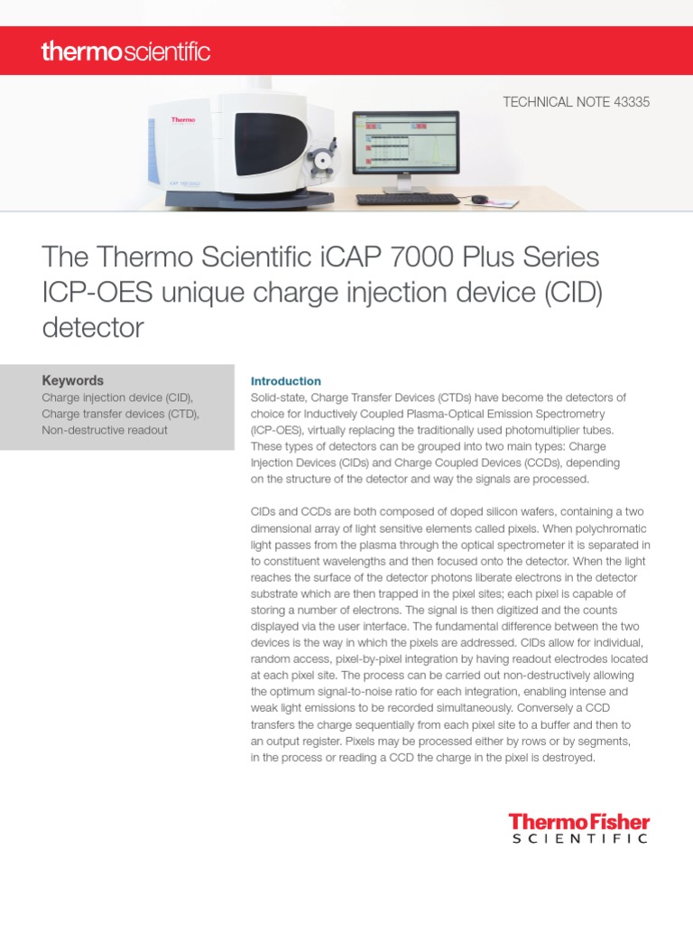 The Thermo Scientific iCAP 7000 Plus Series ICP-OES Unique Charge Injection Device (CID ...