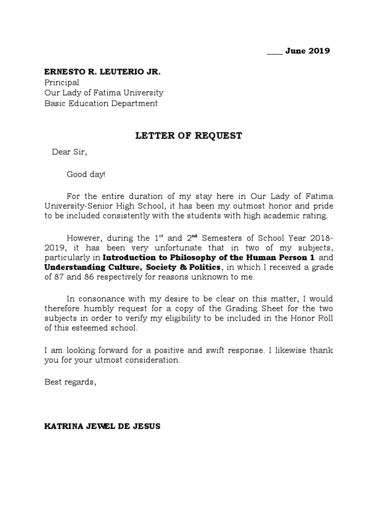 Request Letter | PDF