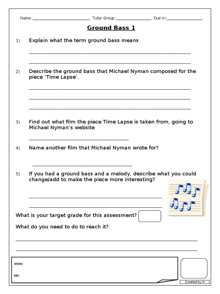 Ground Bass 1: Name: - Tutor Group: - Due In | Download Free PDF ...