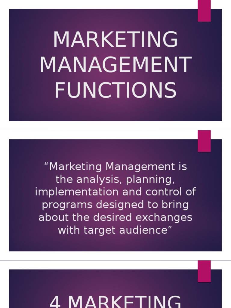 Marketing Management Functions Explained | PDF | Marketing Strategy ...