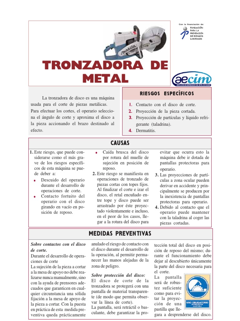 Uso y partes de la tronzadora de metal | PDF | Naturaleza