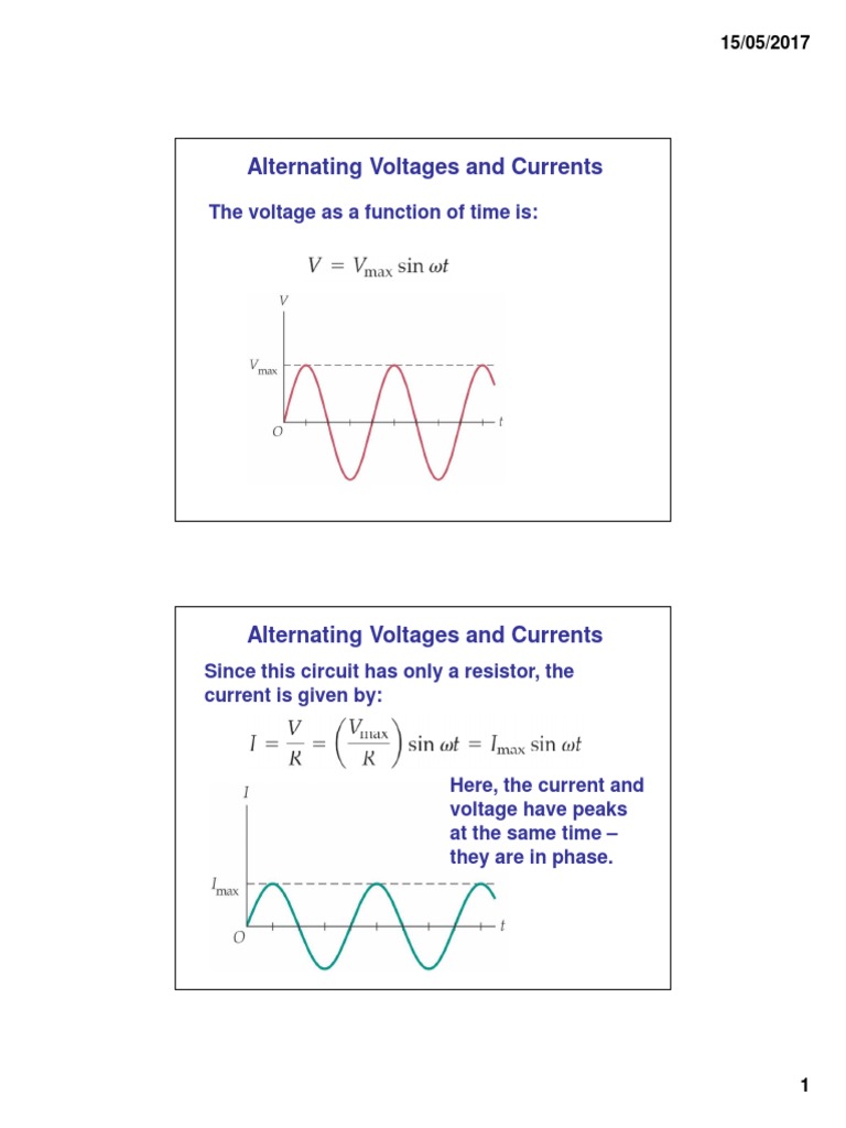 Alternating Voltages and Currents: The Voltage As A Function of Time Is | PDF | Electrical ...