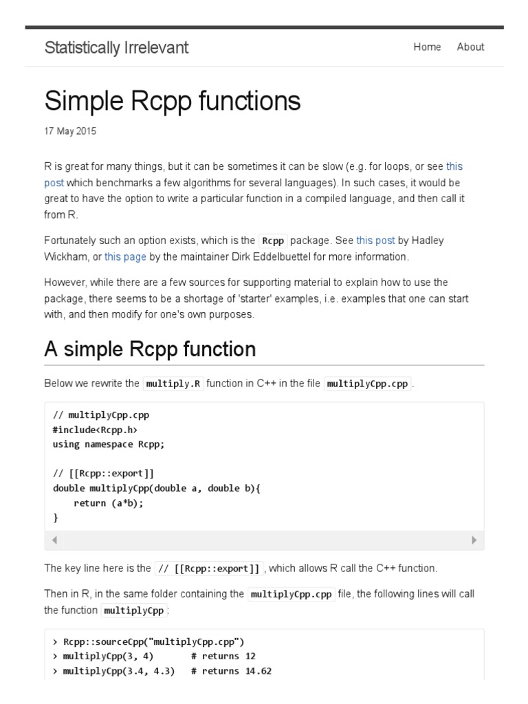 02 - Simple RCPP Functions | PDF | C++ | Integer (Computer Science)