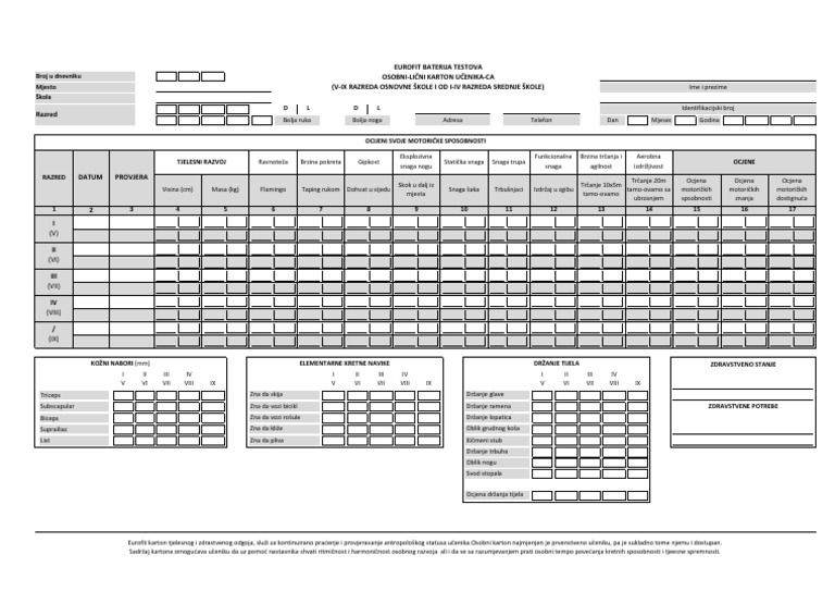 Eurofit Formular | PDF