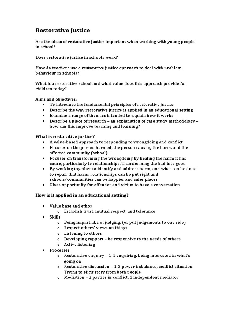 What Is Restorative Justice? | PDF | Restorative Justice | Justice