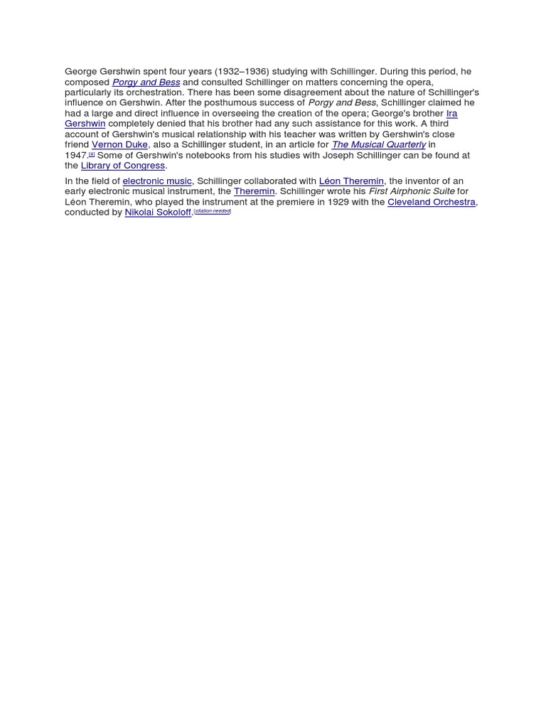 Gershwin's Study with Schillinger Explained | PDF | Social Science