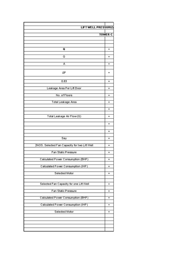 Lift Well Pressurization Calculation TOWER C - (G+17) | PDF ...