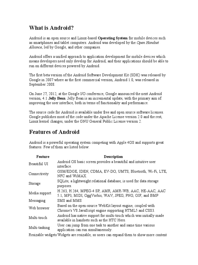 What Is Android?: Alliance, Led by Google, and Other Companies | Download Free PDF | Android ...