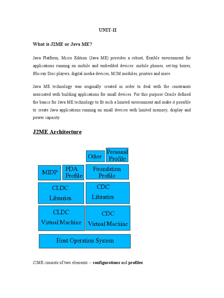 J2me Architecture Unit Ii What Is J2me Or Java Me Pdf Java Programming Language