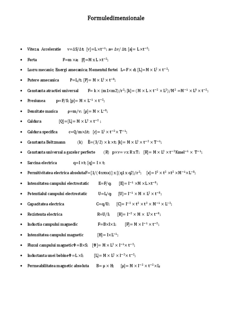 Formule Fizica