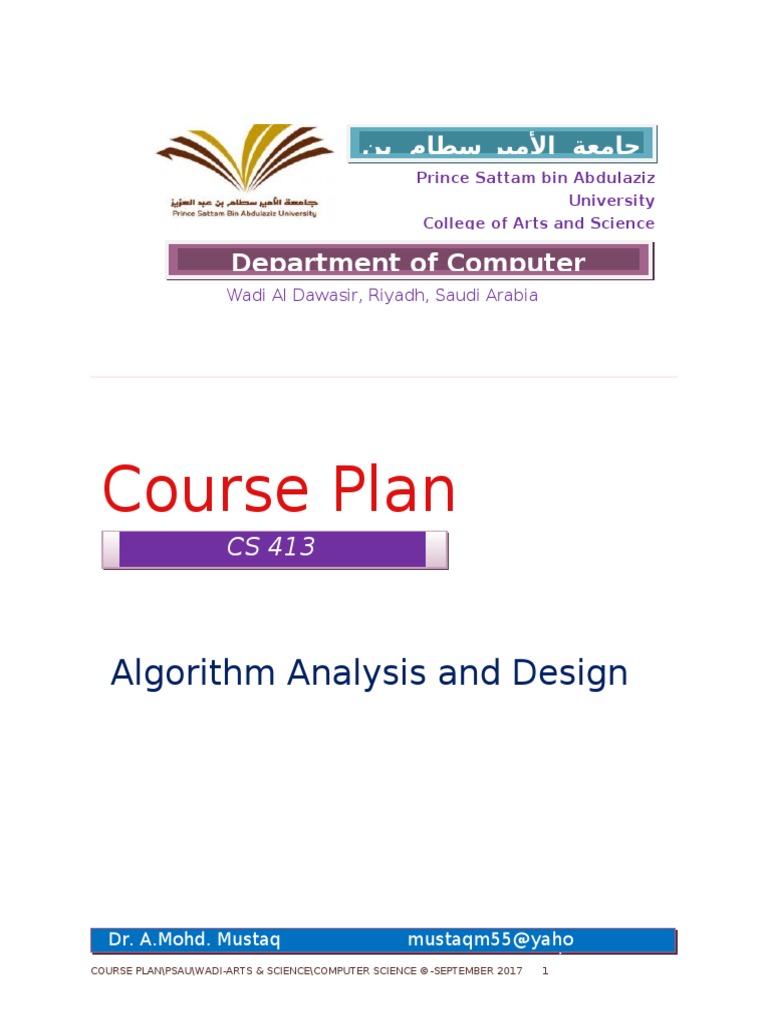 Course Plan: Algorithm Analysis and Design | PDF | Algorithms | Recursion