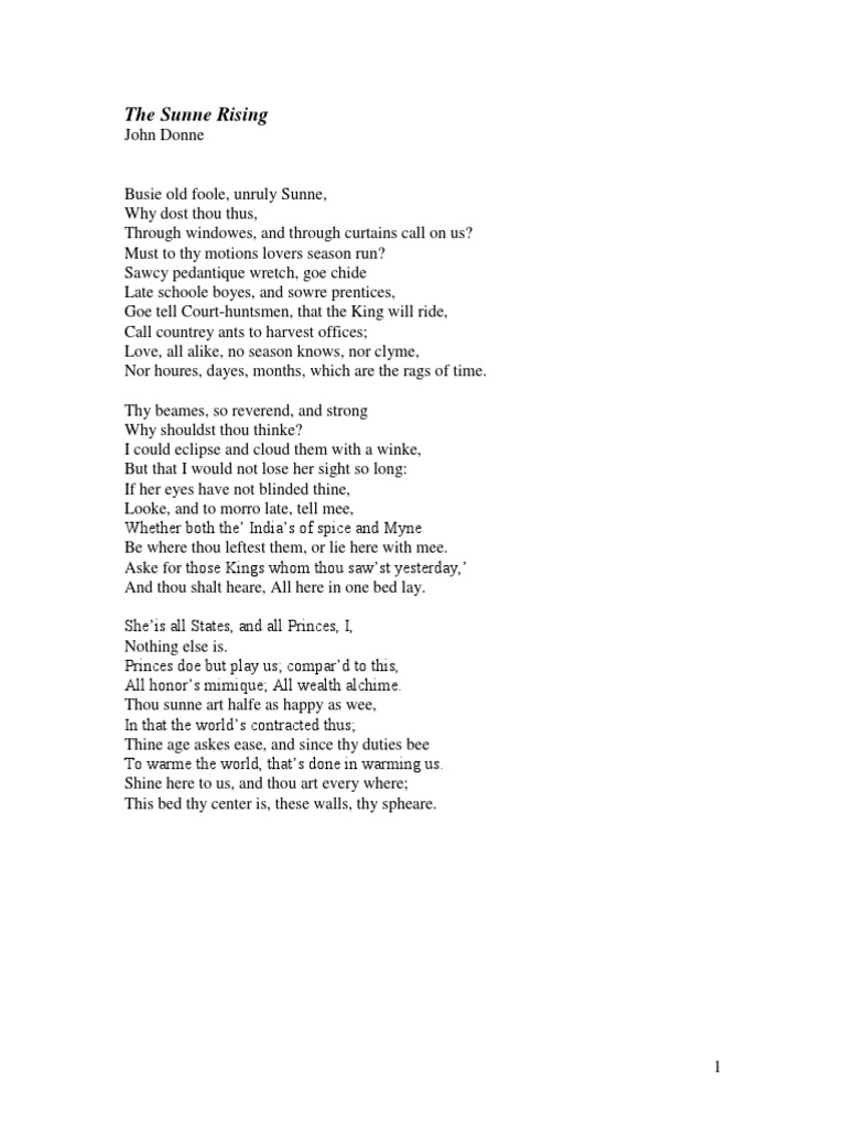 The Sunne Rising John Donne | PDF | Poetry | Linguistics
