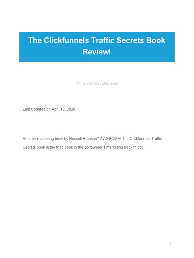 Clickfunnels Traffic Secrets Review | PDF | Business | Communication